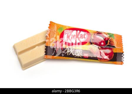 Sweet Chestnut flavour KitKat from Japan Stock Photo - Alamy