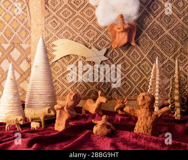 The nativity scene figures in an Austria nativity scene Stock Photo - Alamy