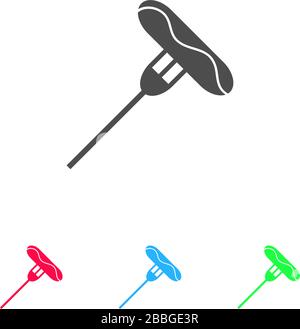 Sausage flat icons on simple color square backgrounds Stock Vector ...