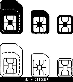 Nano to Micro, Micro to Normal SIM card adapters icon. Phone sim-card ...