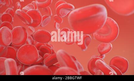 Structure of red blood cell, erythrocyte with visible hemoglobine and ...