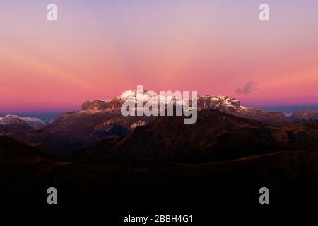 Dolomites sunrise natural landcape in North Italy Stock Photo - Alamy
