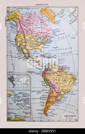 French map of Central and South America, showing Florida, Gulf of ...