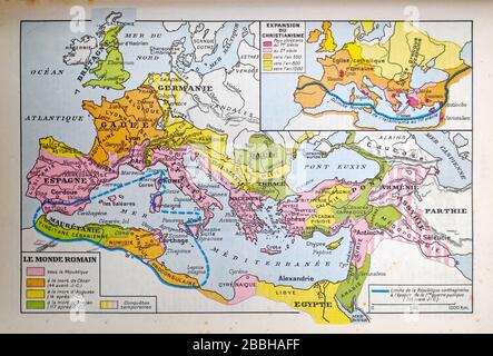 Old ancient map of the The Roman Empire around 31 BC - 330 AD, The ...
