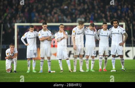 Tottenham Hotspur players dejected at the final whistle after the ...