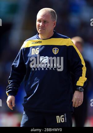 Leeds United assistant manager Nigel Gibbs (right) gestures as manager ...