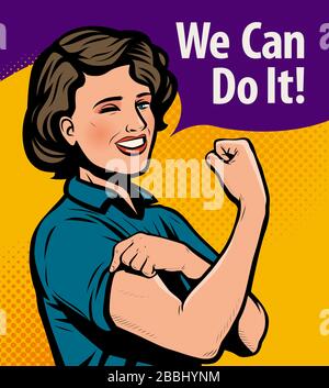 We Can Do It, retro poster. Retro comic pop art style. Vector ...