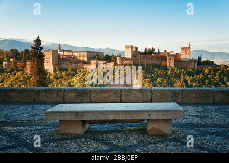 Granada Alhambra panoramic view over mountain in Spain Stock Photo - Alamy