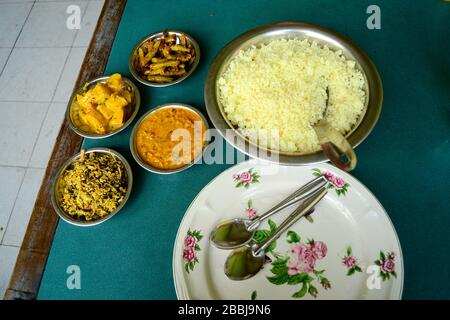 Rice with set of different vegetarian curries, traditional Sri Lanka ...