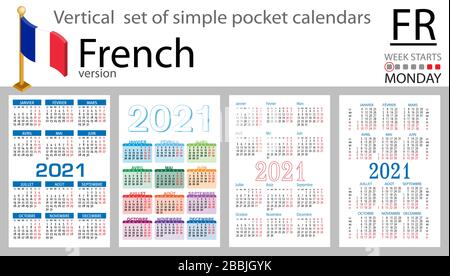 2020 French Planner Calendar with Vertical Months on white background ...