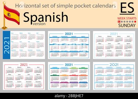 Spanish horizontal set of pocket calendars for 2020 (two thousand ...