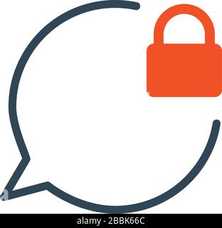 Lock line icon. Padlock with chat bubble sign. Continuous line with ...