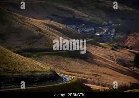 Winding Welsh road heading towards Barmouth in Gwynedd Wales Stock ...