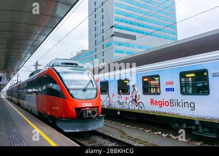 Vienna, Austria, Austrian Train in Station, metropolitan line trains ...