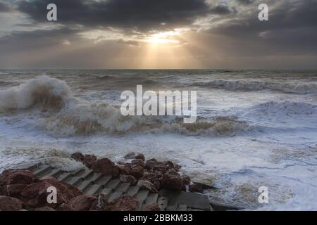 View of a stormy seascape of waves and the Black Sea Stock Photo - Alamy