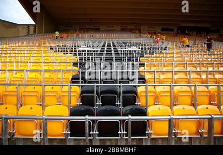 Wolves fans sit in the new safe standing area of Wolverhampton ...