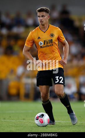 Wolverhampton Wanderers' Leander Dendoncker in action against Crusaders ...