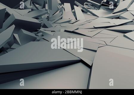 rendering, explosion, broken concrete wall, cracked earth, bullet hole, destruction, abstract ...