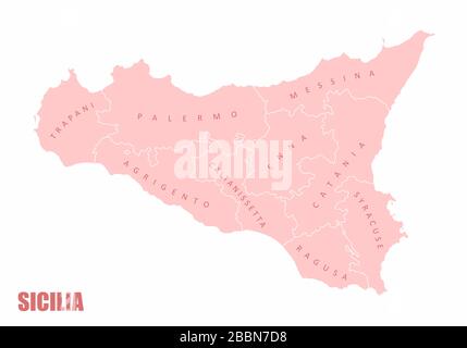 Sicily (Sicilia) Italian island map simple outline. Vector hand drawn ...