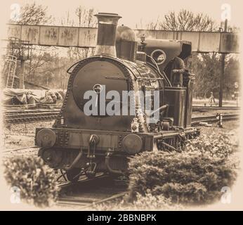 Vintage steam locomotive arriving at Kidderminster railway station on ...