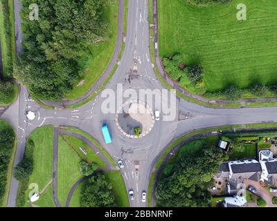 Overhead top down view roundabout Newmarket Suffolk England Aerial ...