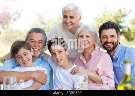 Family of three generations having fun together Stock Photo - Alamy