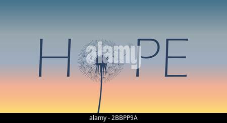 hope typography with dandelion on blue sky background Stock Vector ...