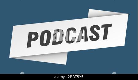 podcast banner template. podcast ribbon label sign Stock Vector Image ...