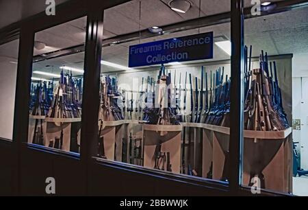 Washington DC. USA, 1991 The Firearms Reference Collection display at ...