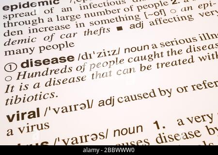Viral and virus words meaning and definition text in English dictionary ...
