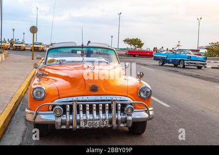 vintage US cars from the 50`s in Havana, Cuba, Caribbean Stock Photo ...