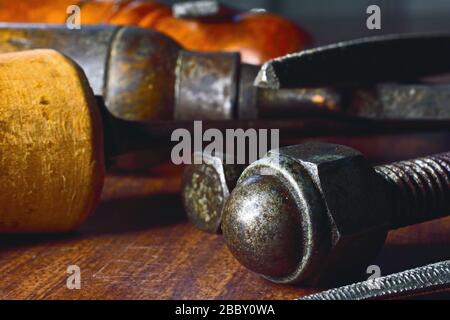 set of old and widely used tools Stock Photo - Alamy