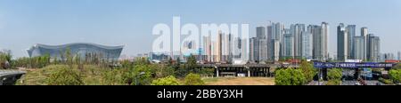 South Chengdu urban skyline panorama at night Stock Photo - Alamy