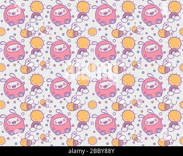 Cartoons background design, Kawaii expression cute character funny and ...