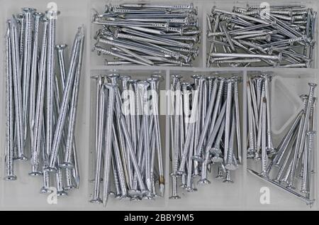 Galvanized nails top view Stock Photo - Alamy