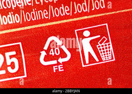 Steel recycling symbol FE 40, metals recycling code FE 40, vector Stock ...