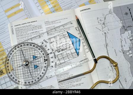 map reading and plotting for boat skippers Stock Photo - Alamy