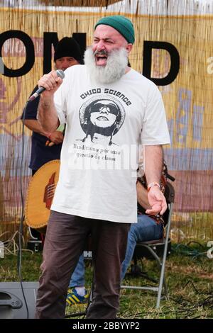 Aldo Asenjo of Chico Trujillo performing at the WOMAD Festival ...