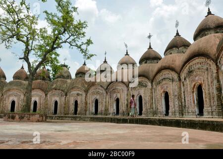 Panoramic image of 108 Shiva Temples of Kalna, Burdwan , West Bengal. A ...