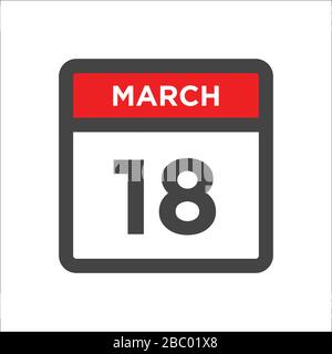 Icon calendar day - 18 March. 18th days of the month, vector ...
