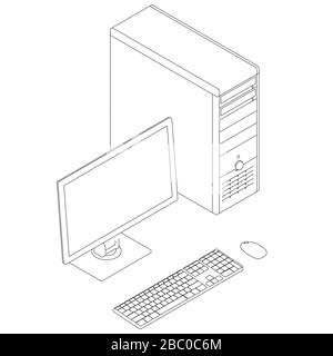 Single line drawing of laptop gadget isolated on white background. Vector illustration Stock ...