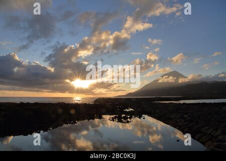 A beautifuk view on Pico Mountain, Pico Island, Azores, seen from the ...
