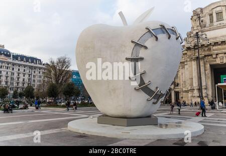 Milan, Italy The Reintegrated Apple sculpture by Michelangelo ...