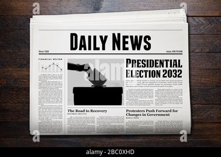 Presidential election 2032 news on daily newspaper Stock Photo - Alamy