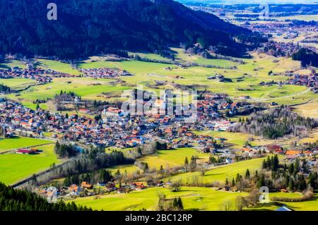 Germany, Bavaria, Pfronten, Town seen from summit of Falkenstein ...