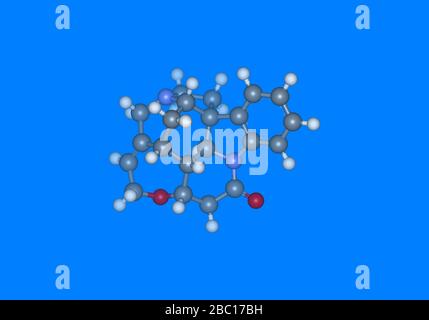 Strychnin molecular model with atoms Stock Photo - Alamy