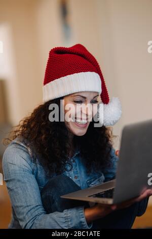 Online shopping searching for presents using computer mouse , Christmas ...