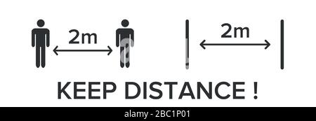 Keep your distance 2 meter. Caution sign. Yellow background. Perfect ...