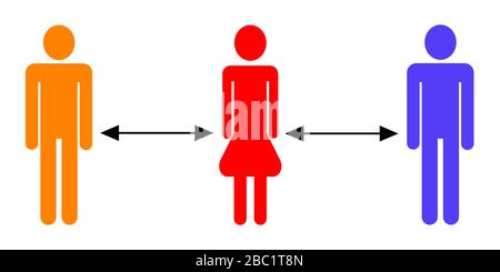 Safety distance between people, symbolic representation in an ...