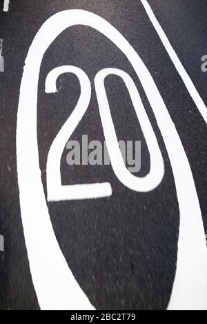 London: newly painted road markings on red routes indicating no parking ...